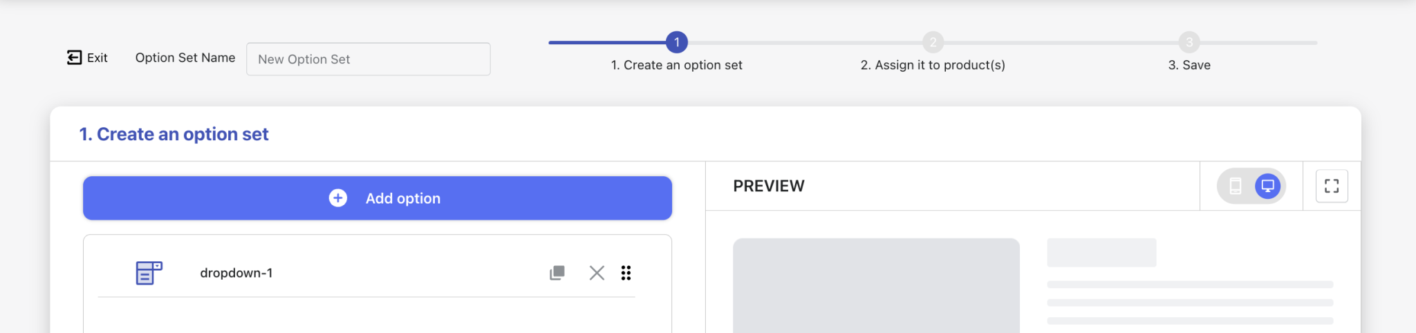 Create A New Option Set From Scratch | EasifyApps