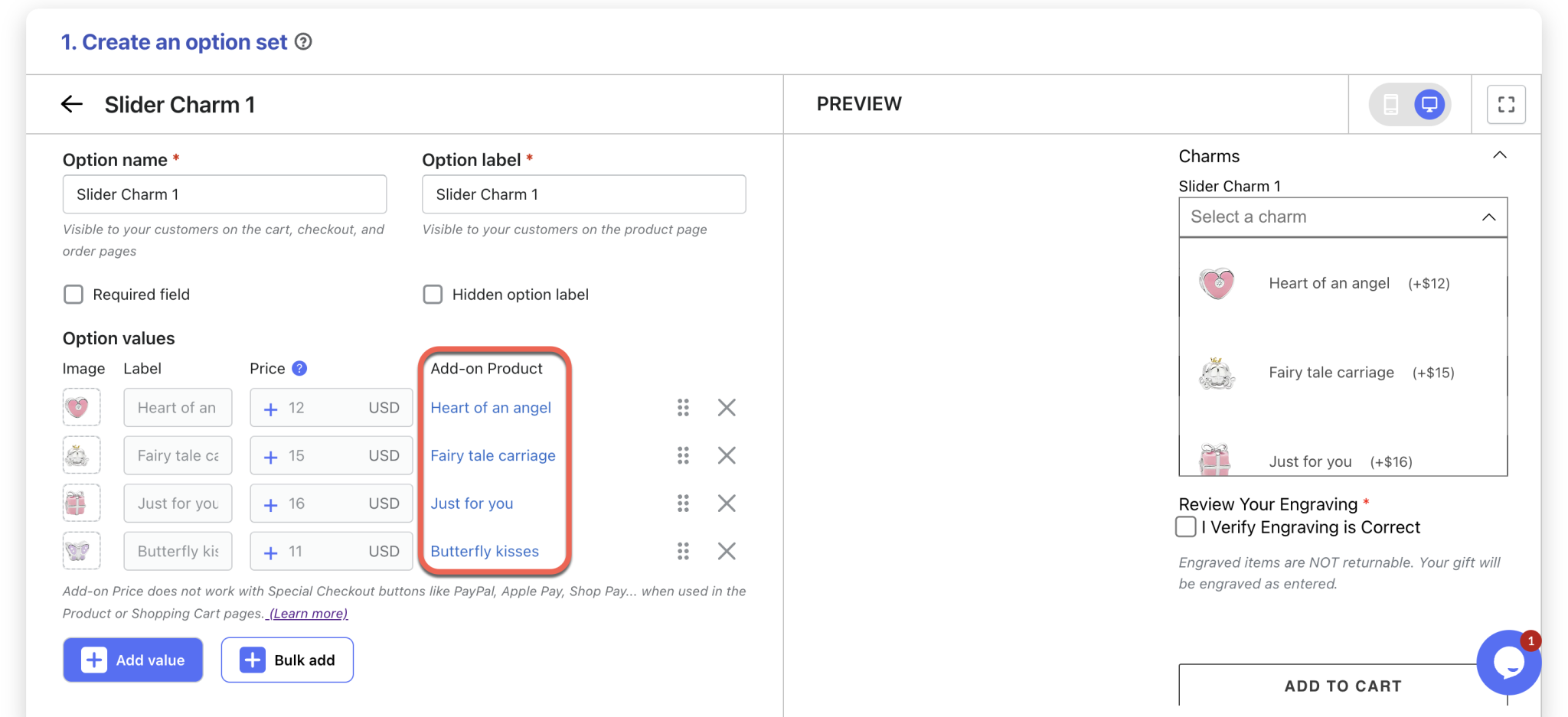 Set Up Add-on Prices (Version 1 - Before July 18, 2024) | EasifyApps