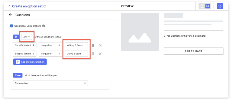 Show Custom Options Based On Shopify Variants (Advanced Conditional Logic) | EasifyApps