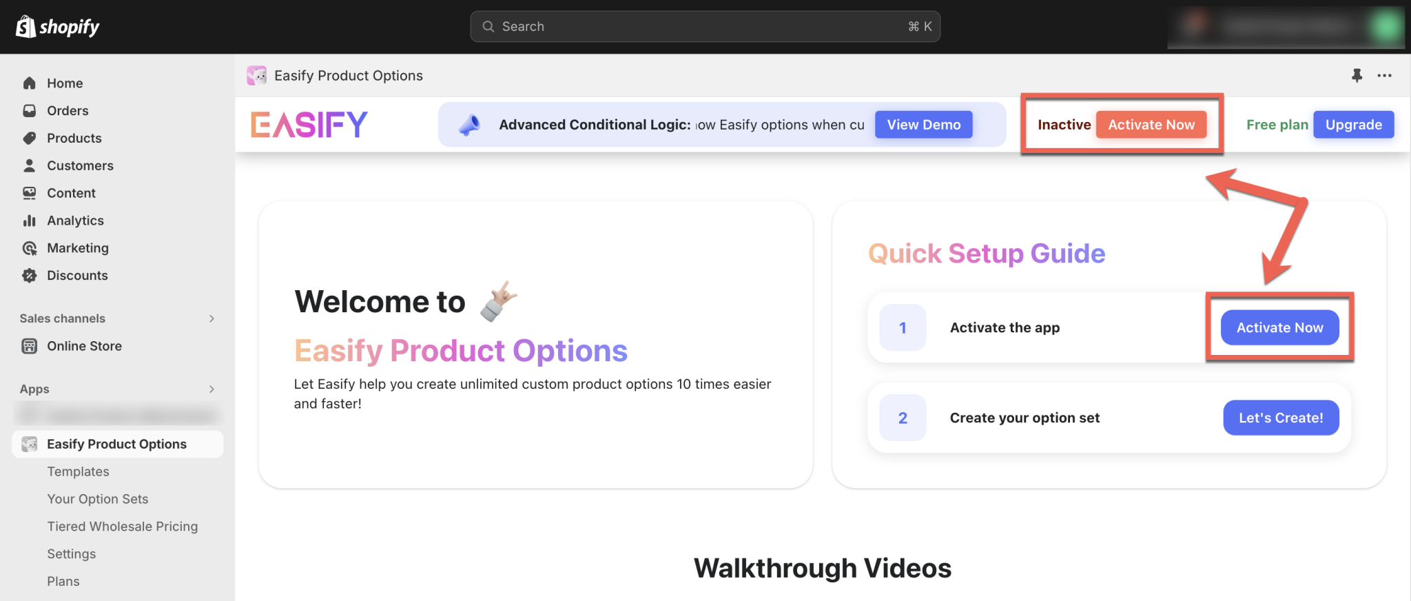 Activate the app on your theme | EasifyApps