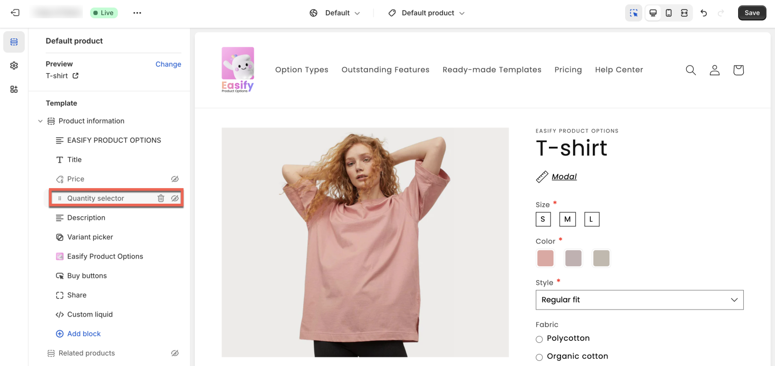 Hide Main Product Price & Shopify Quantity Selector | EasifyApps