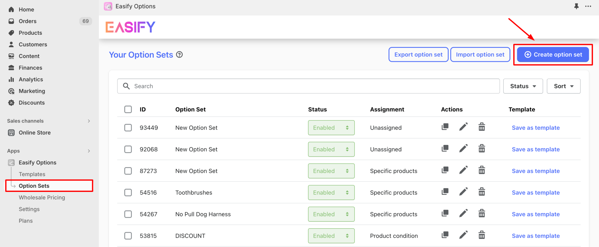 Create A New Option Set From Scratch | EasifyApps