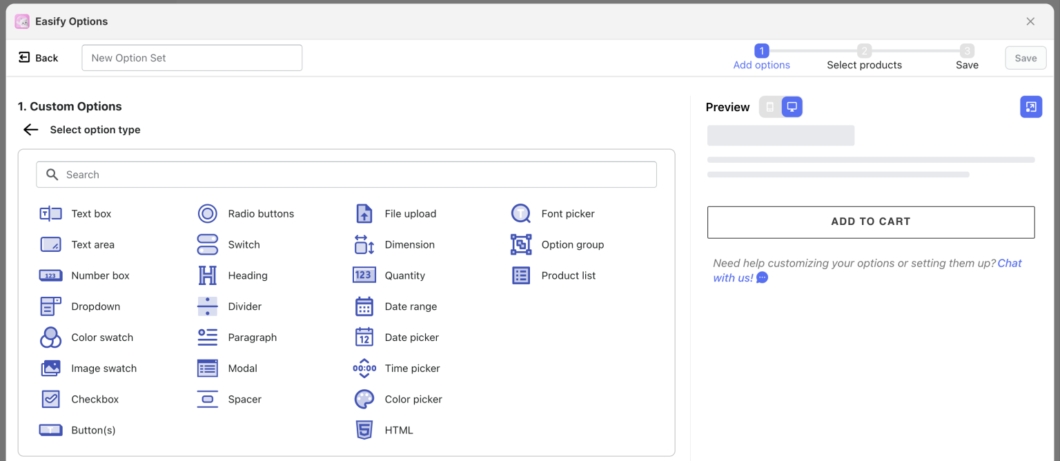 Create A New Option Set From Scratch | EasifyApps