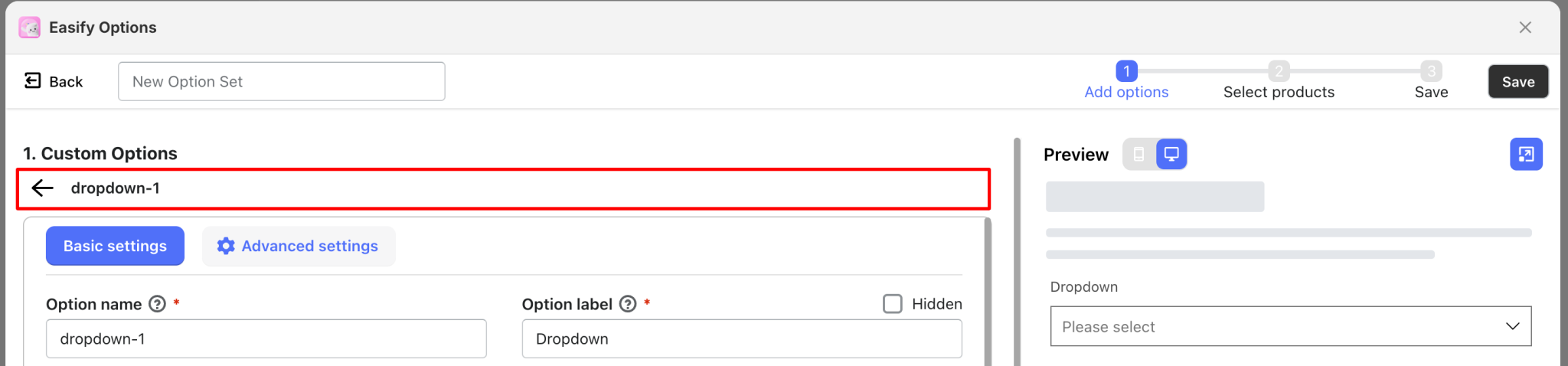 Create A New Option Set From Scratch | EasifyApps