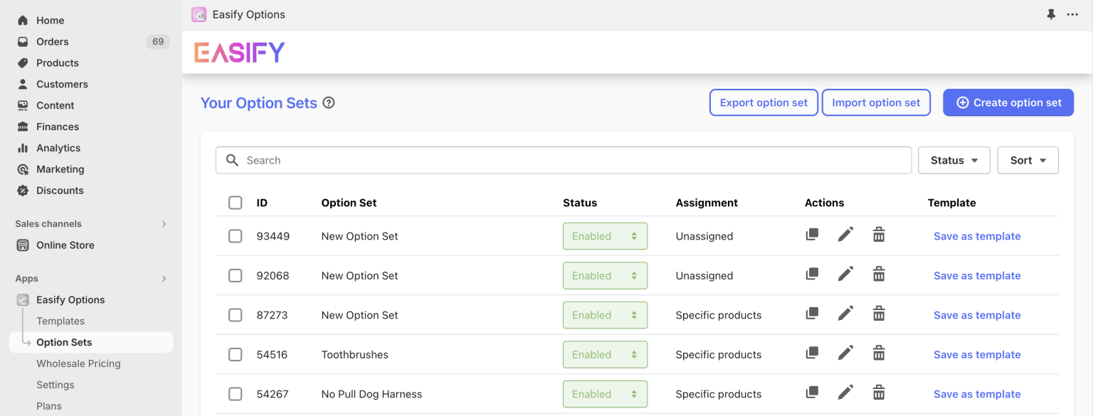 Create A New Option Set From Scratch | EasifyApps