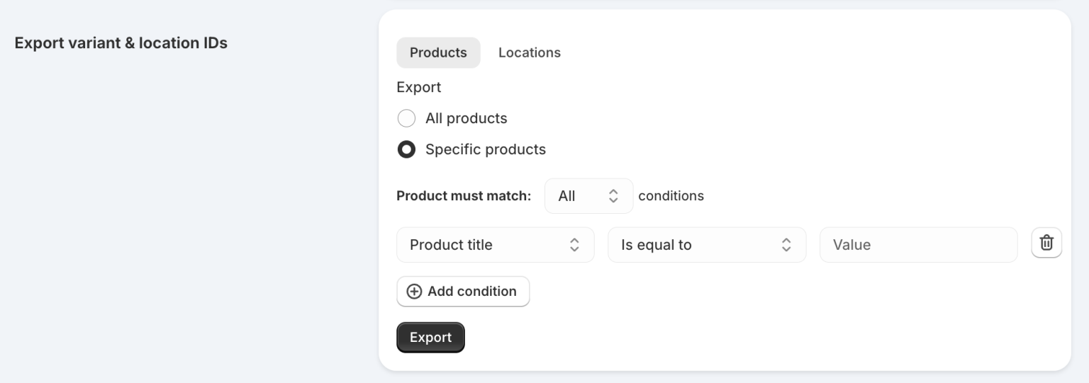 Export Product Variant & Location IDs | EasifyApps