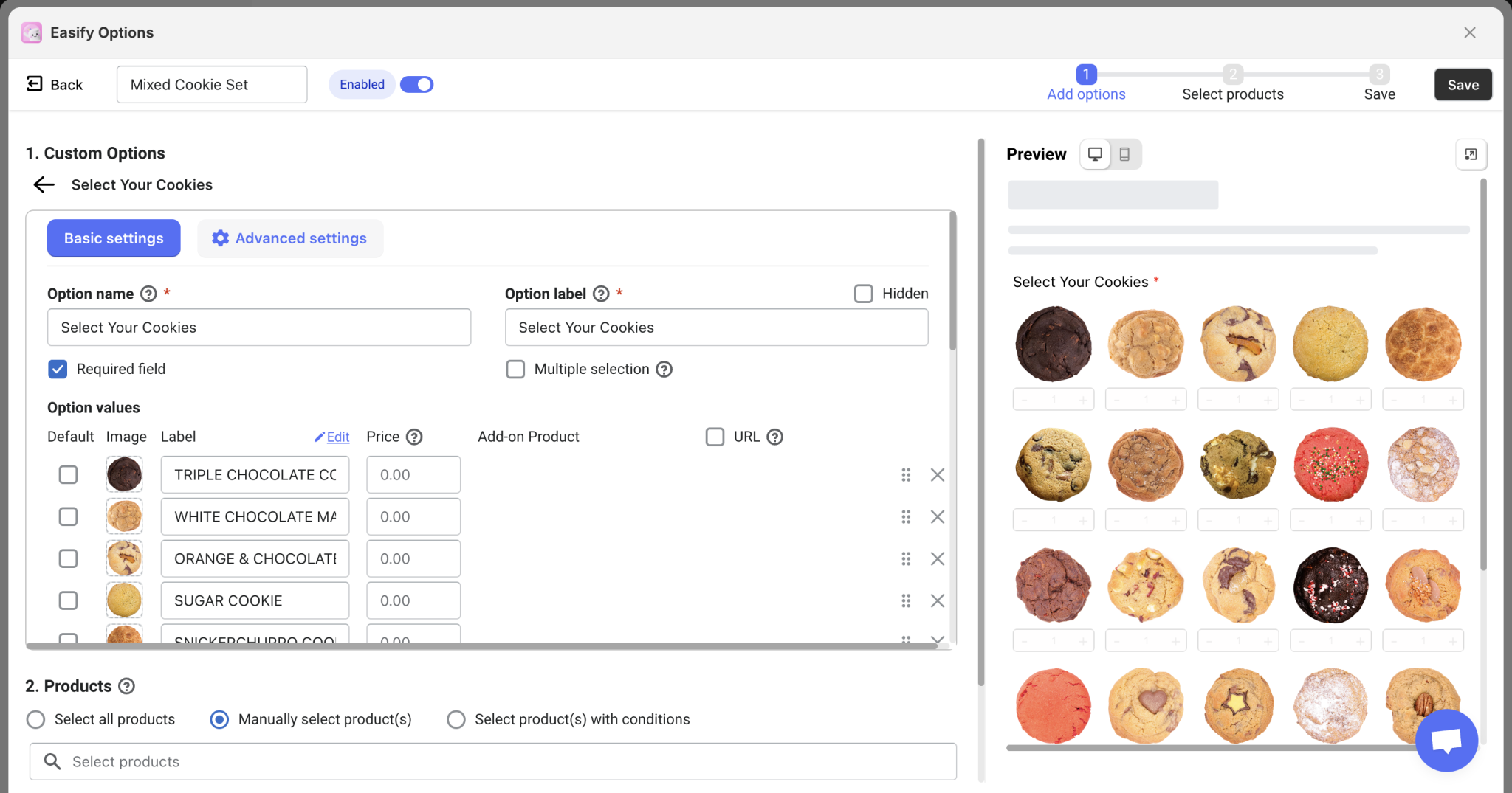 Set Up Quantity Selector For Custom Option Values | Easify
