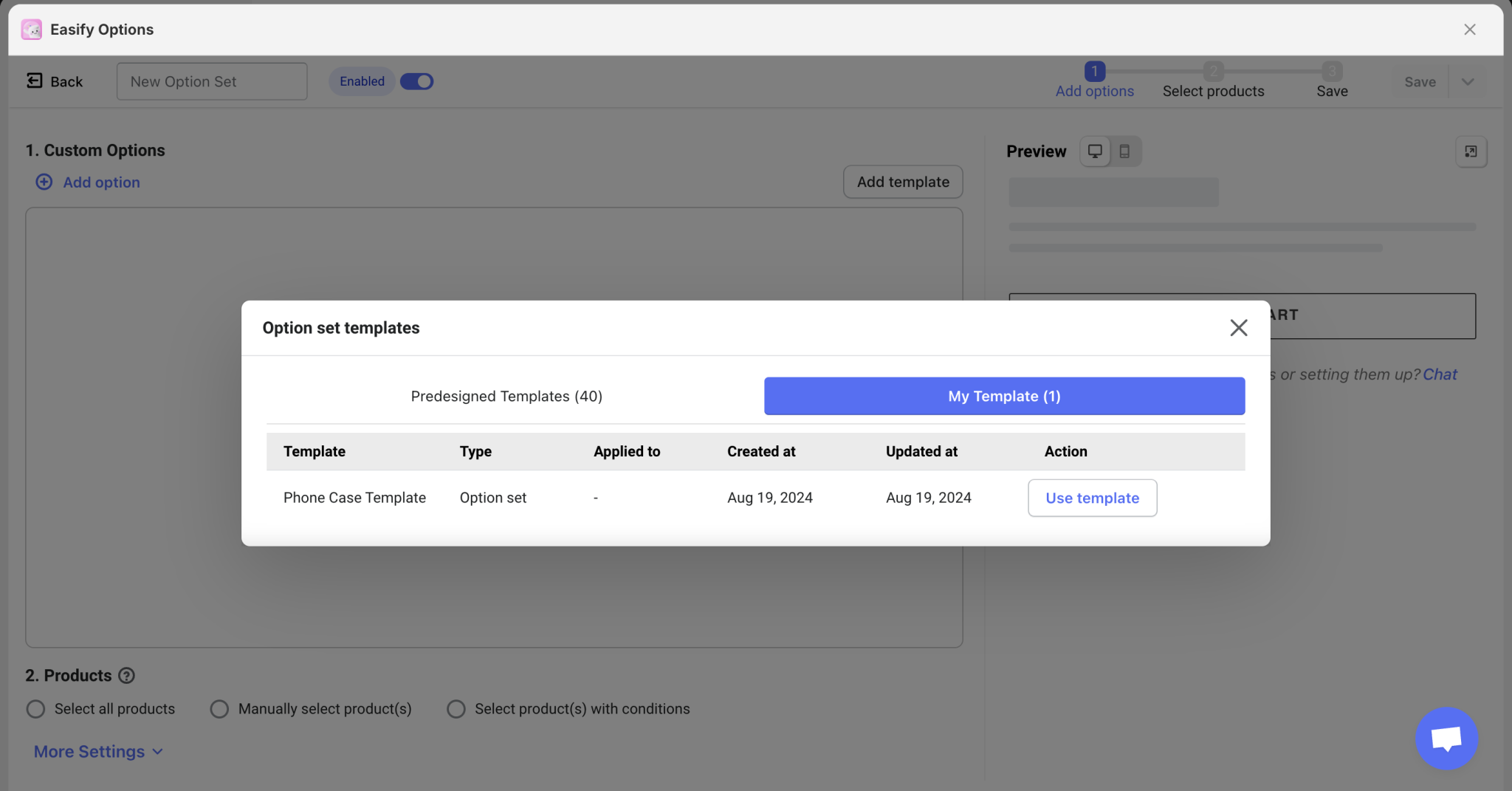 Set Up Option/ Option Set Templates | EasifyApps