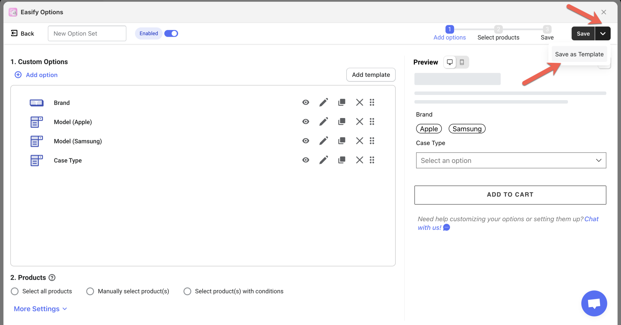 Set Up Option/ Option Set Templates | EasifyApps
