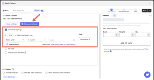 Advanced Conditional Logic - Show Easify Options Based On Shopify Variants | EasifyApps
