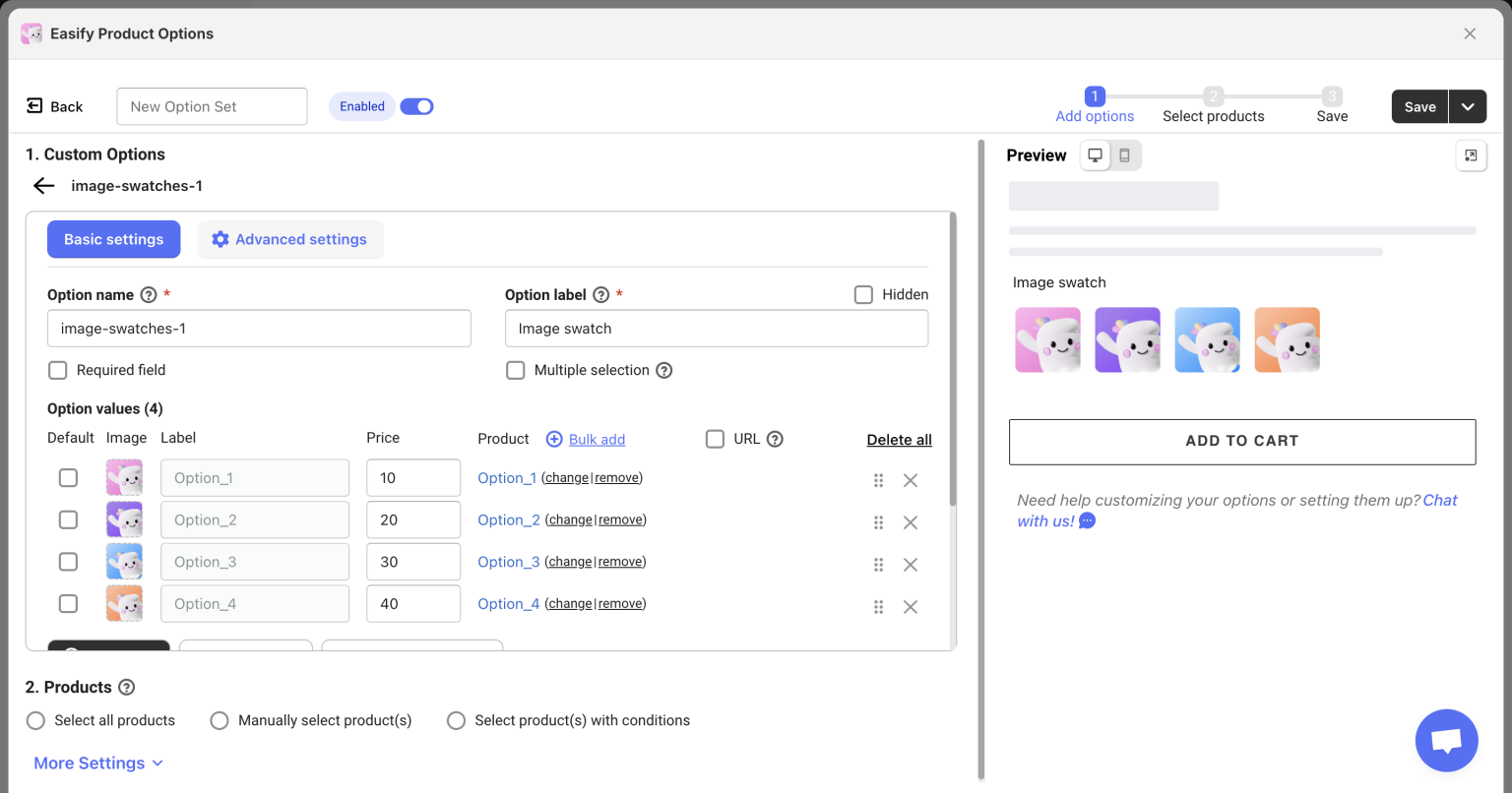 Show Image/ Color Swatch Slider | EasifyApps