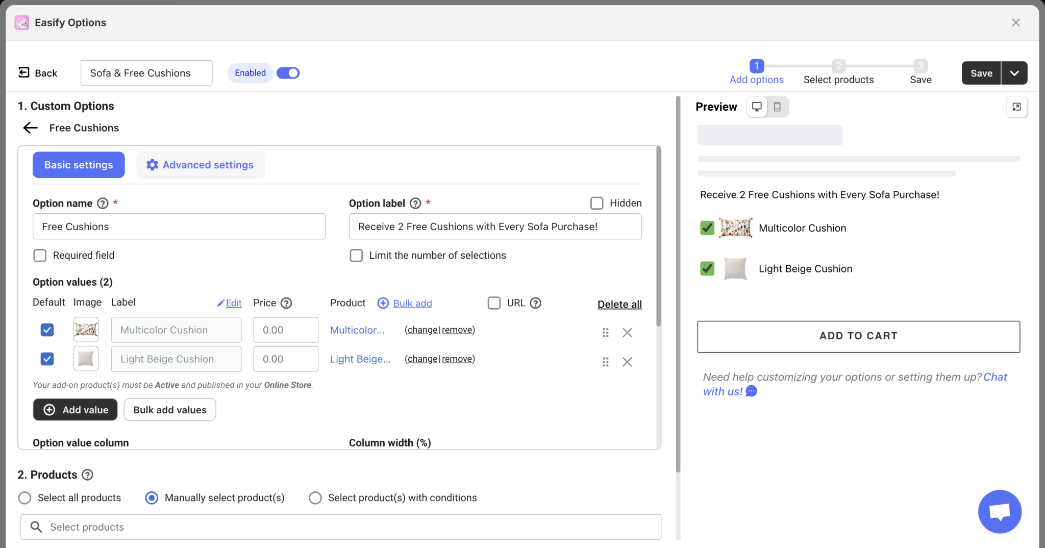 Advanced Conditional Logic - Show Easify Options Based On Shopify Variants | EasifyApps