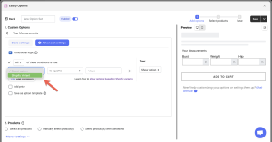 Advanced Conditional Logic - Show Easify Options Based On Shopify Variants | EasifyApps