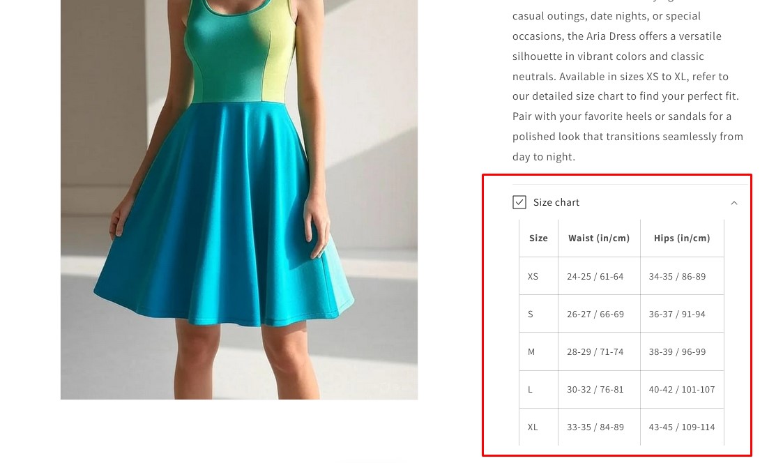 How to Add Size Chart to Shopify Product Page