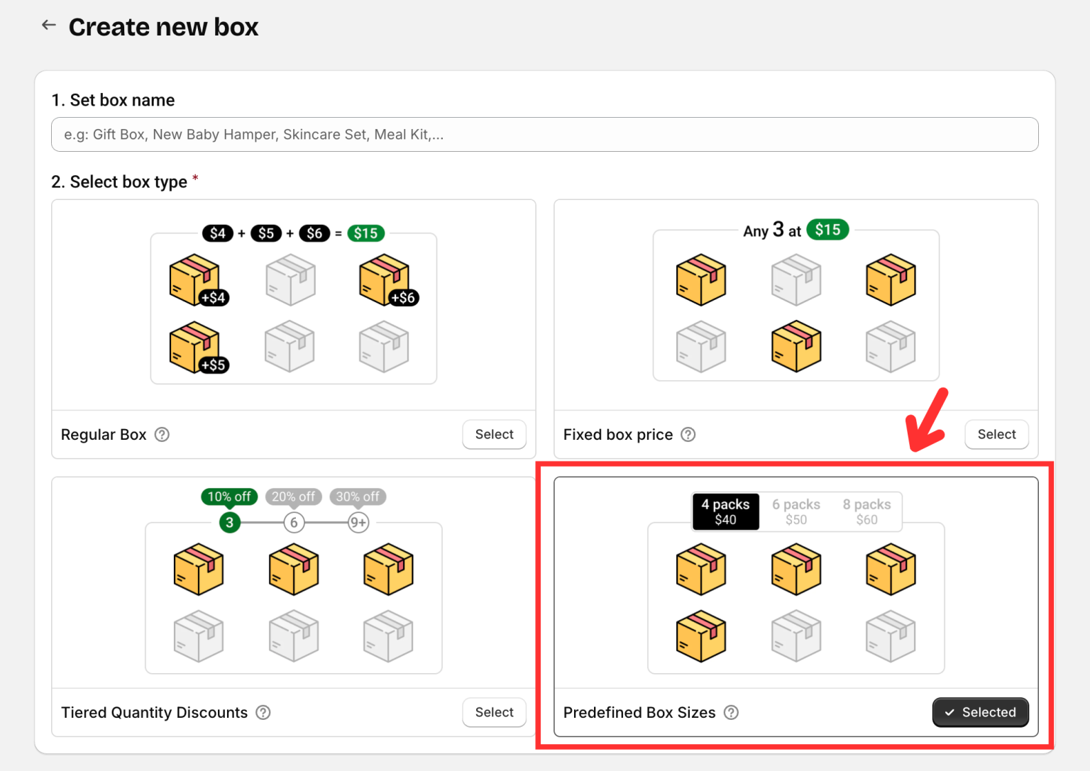 Predefined Box Sizes | EasifyApps